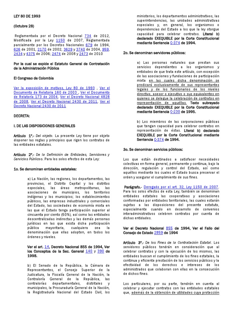 Ley 80 de 1993 | PDF