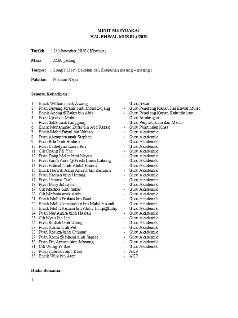 Minit Mesyuarat Hem | PDF