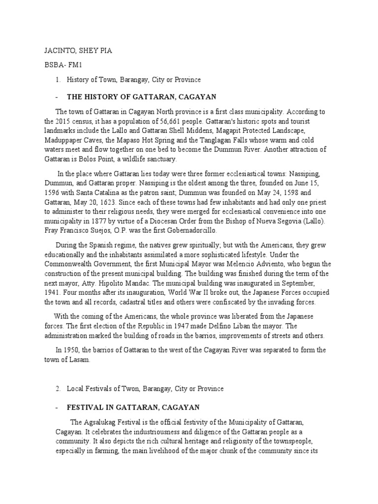 The History of Gattaran, Cagayan | PDF | Travel