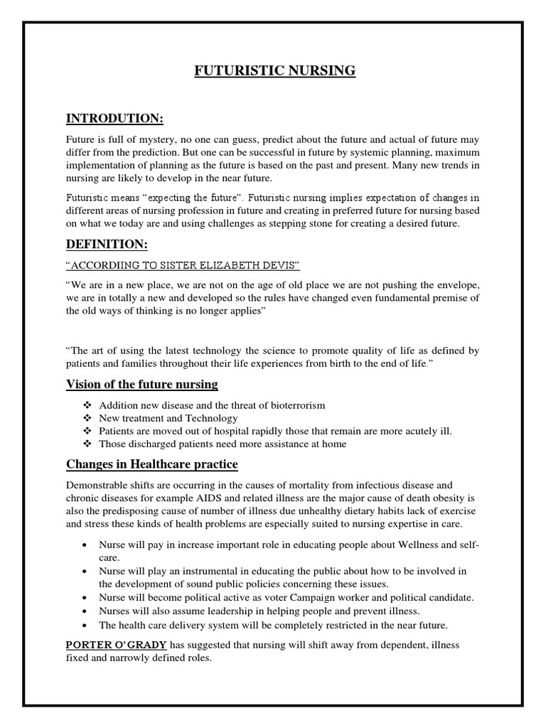 Futuristic Nursing | PDF | Nursing | Nurse Practitioner