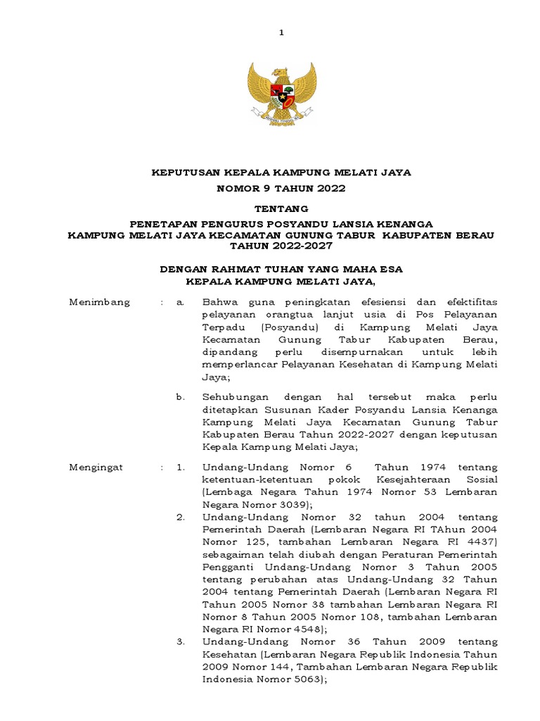 Sk Posyandu Lansia Kenanga 2022 2027 Pdf 