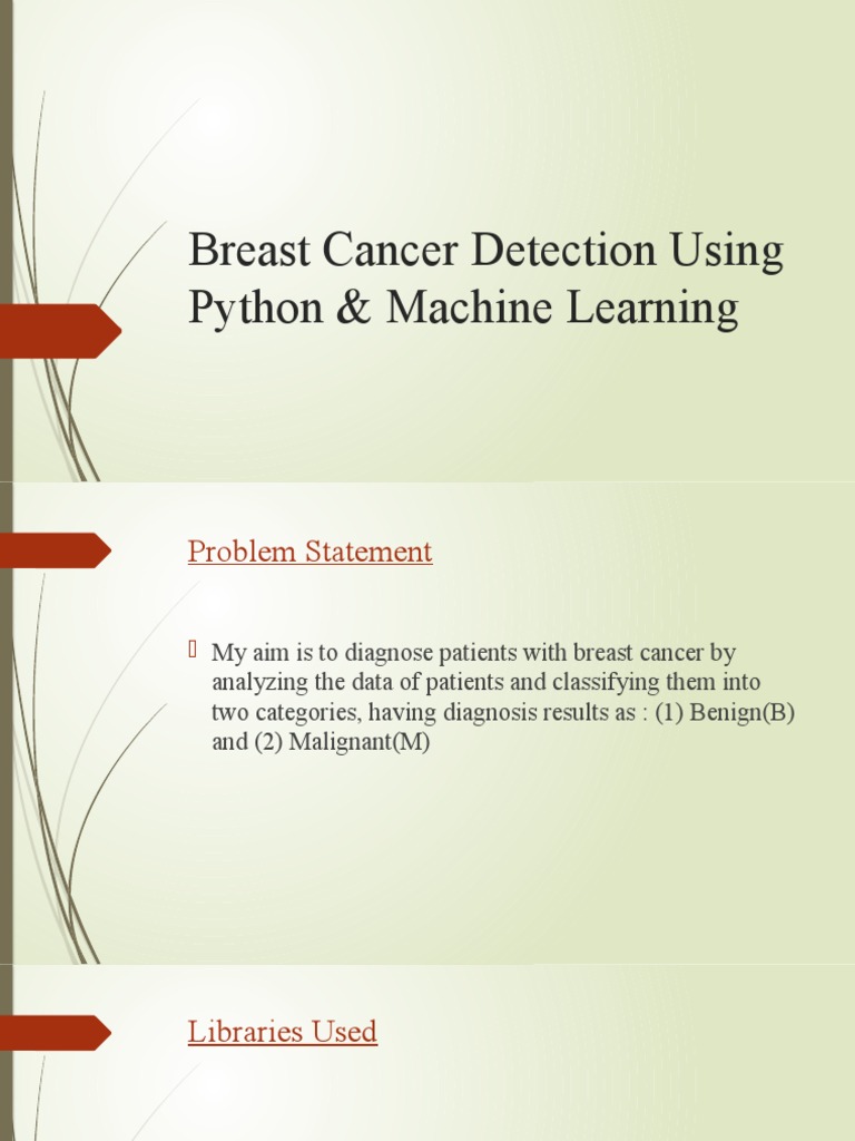 Breast Cancer Detection Using Python & Machine Learning | PDF