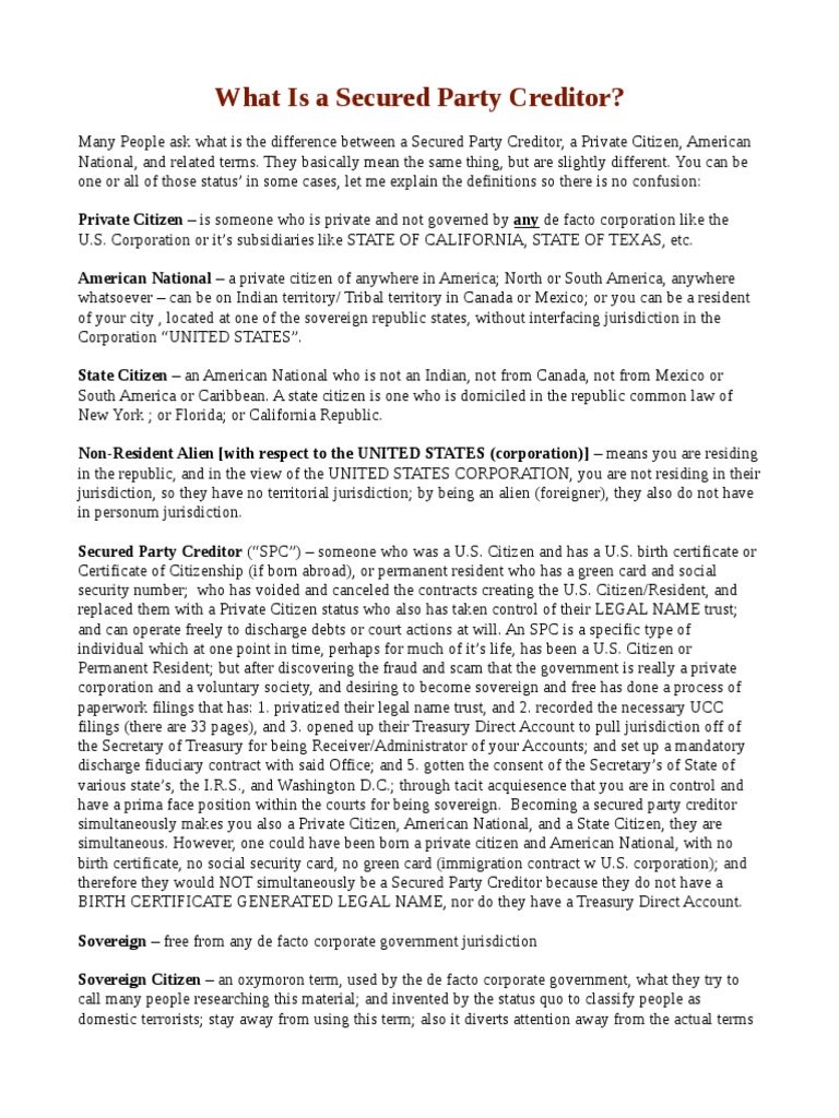 What Is A Secured Party Creditor? | PDF | Trust Law | Finance & Money ...