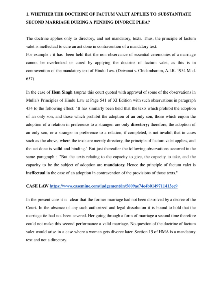 Validity of Second Marriage Pending Divorce | PDF | Annulment | Marriage