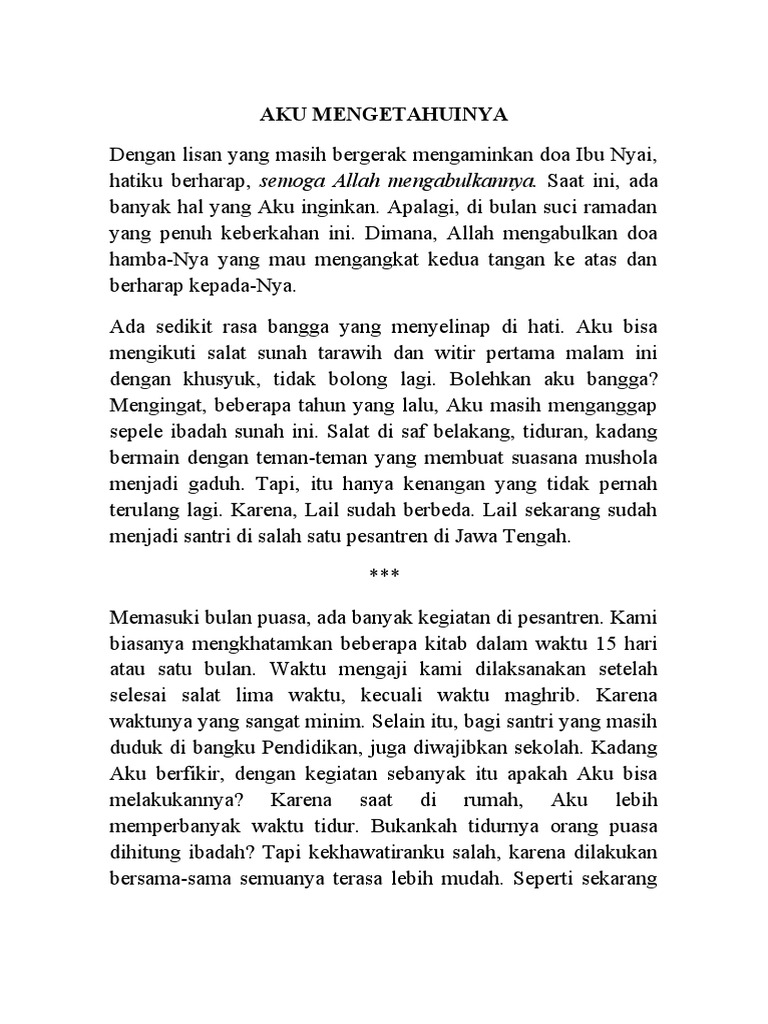Refleksi Puasa Seorang Santri | PDF