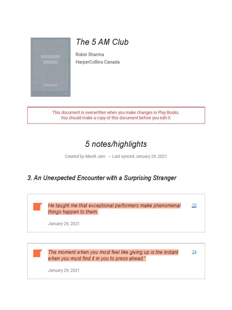 The 5 AM Club by Robin Sharma | PDF