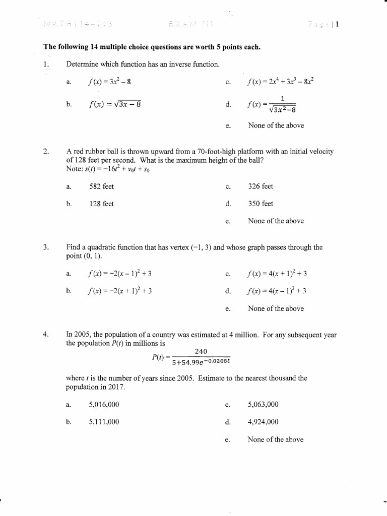 The Following 14 Multiple Choice Questions Are Worth 5 Points | PDF ...