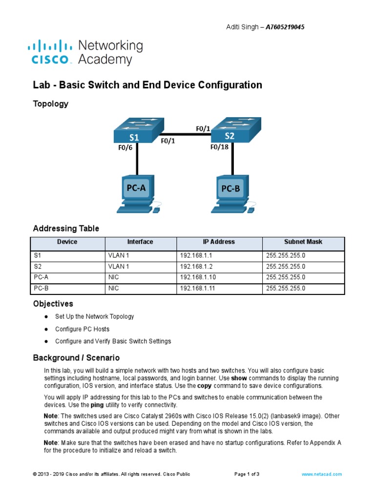 A7605219045 - 2.9.2 Lab Answers | PDF | Computer Network | Network Switch