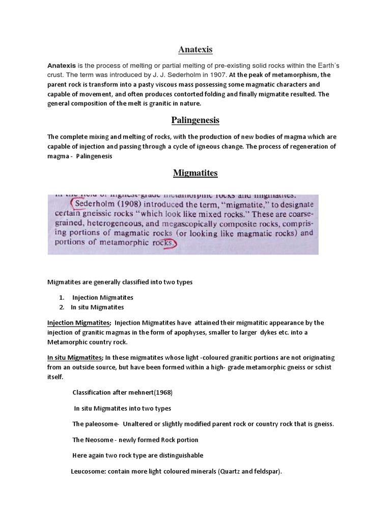 Anatexis: Palingenesis | PDF