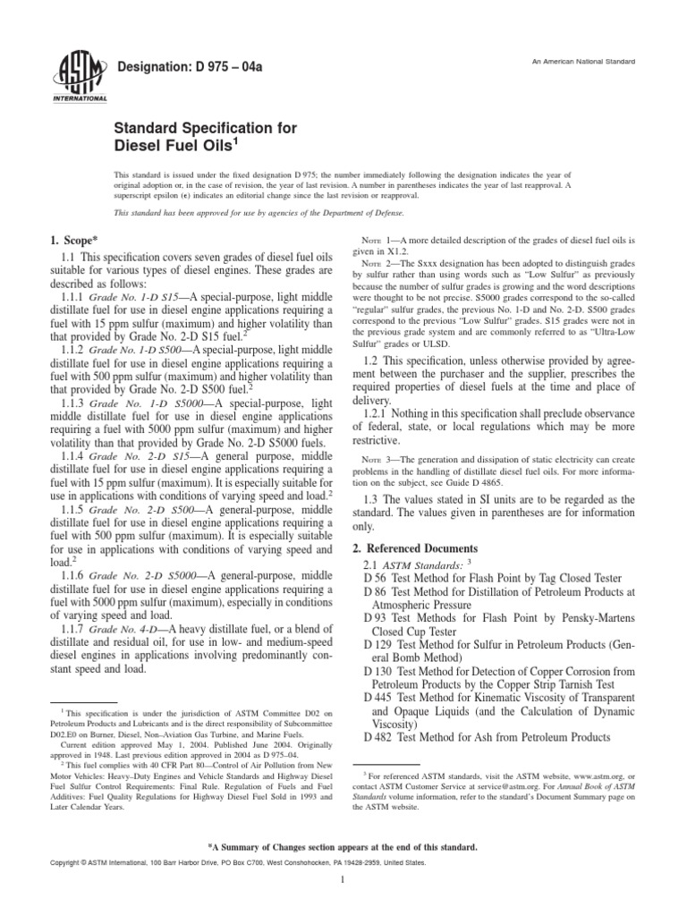 Astm D975 | PDF | Diesel Fuel | Fuel Oil