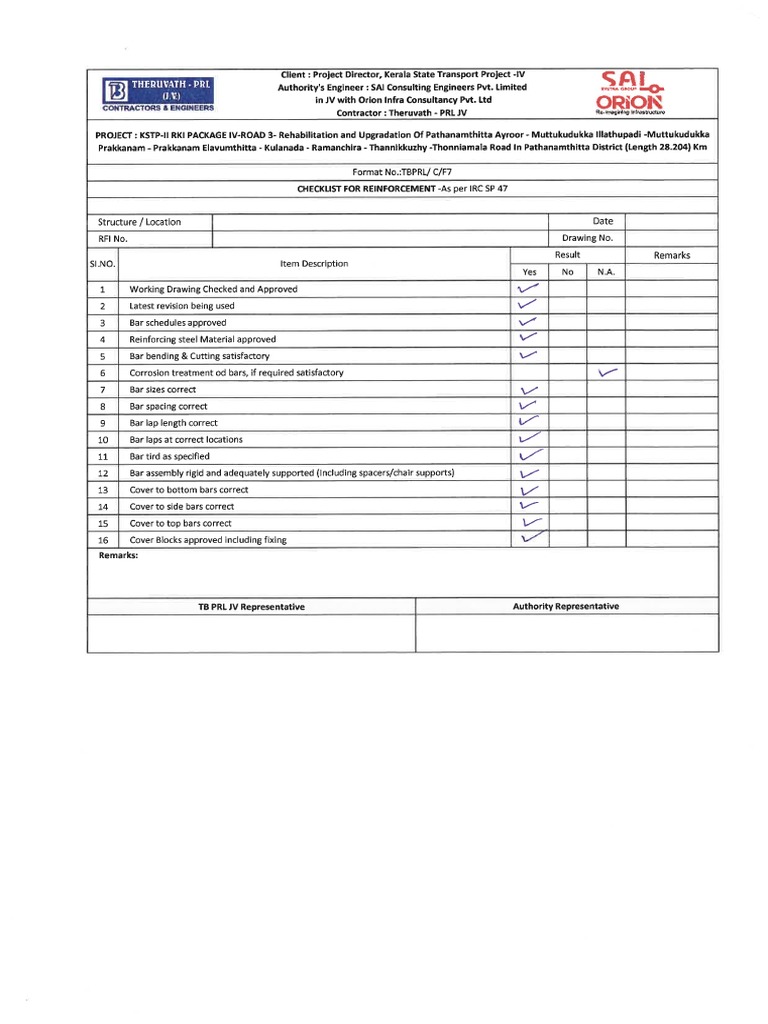 Reinforcement Checklist | PDF