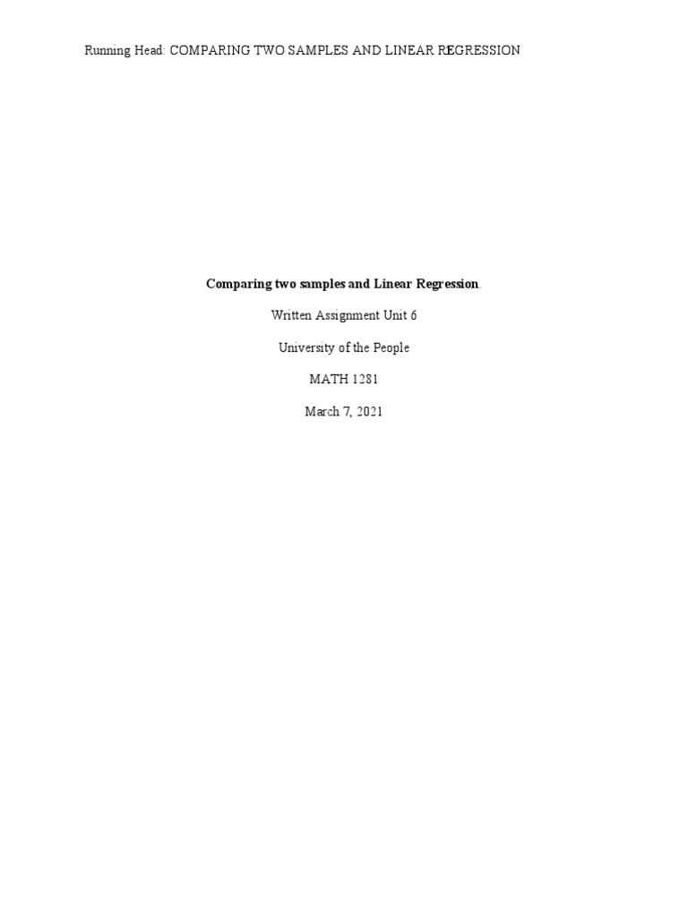 MATH 1281 Written Assignment Unit 6 | PDF | P Value | Errors And Residuals