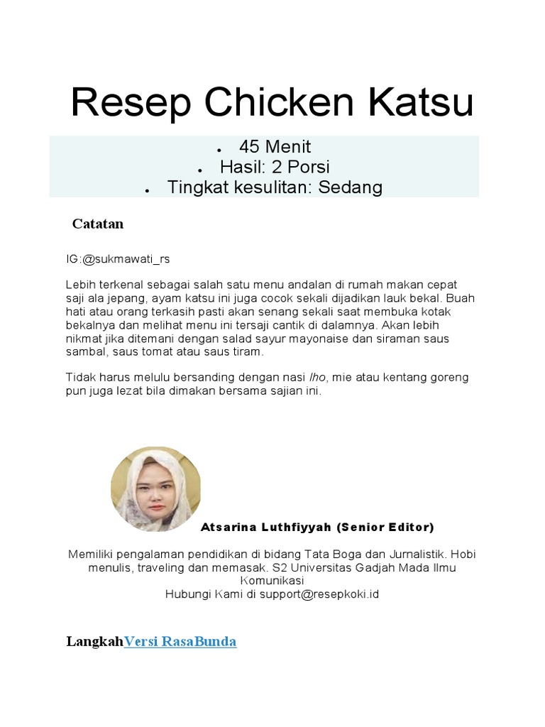 Resep Chicken Katsu | PDF