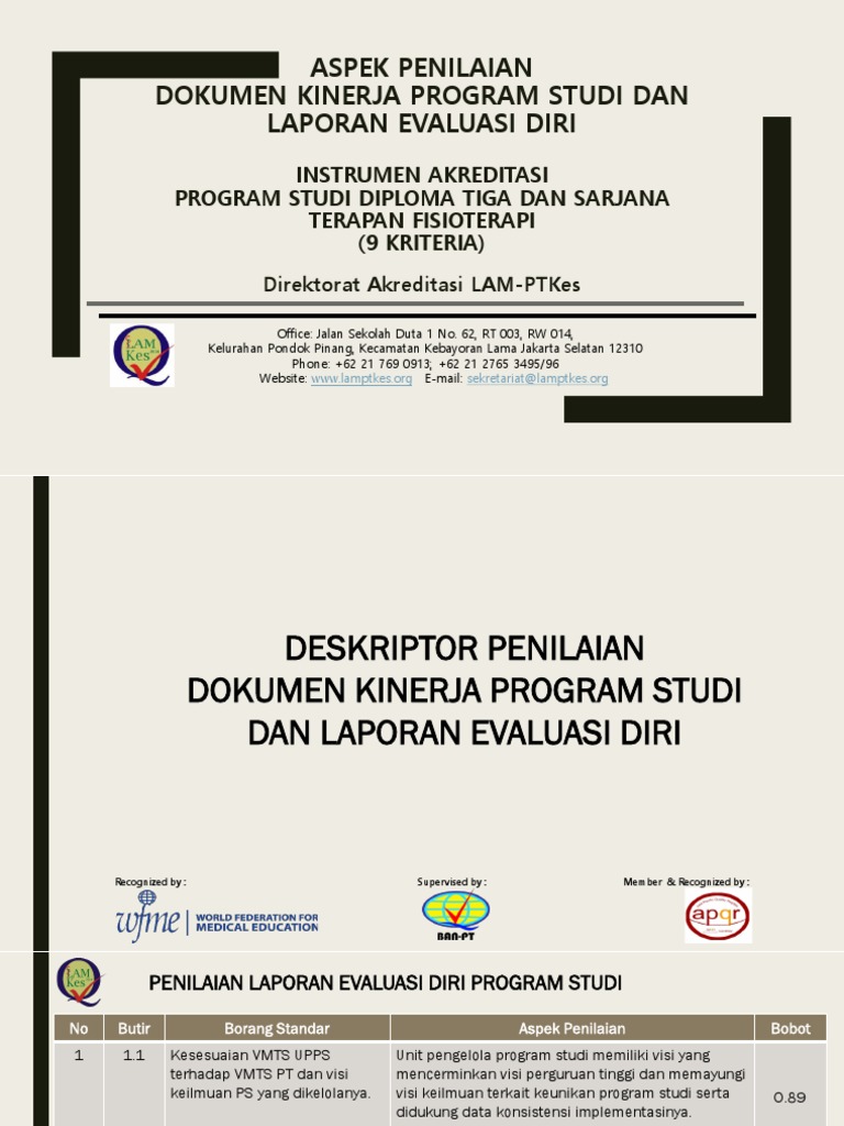 Deskriptor Penilaian DKPS & Led - Diploma Fisioterapi | PDF