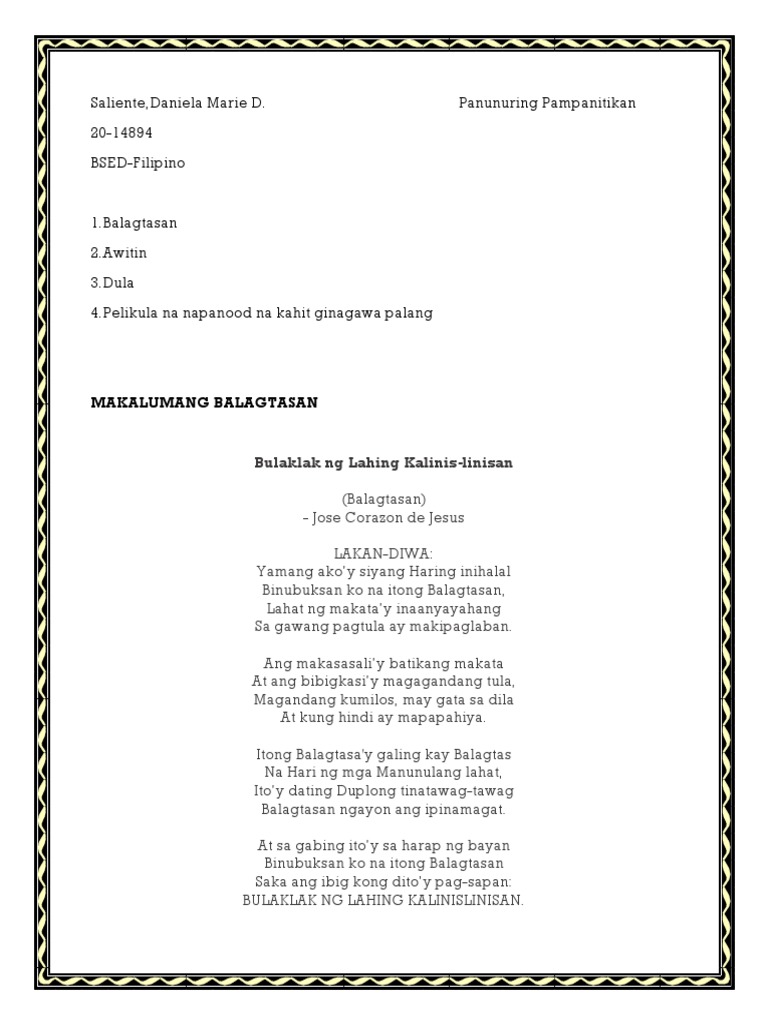 Balagtasan Dpatapos | PDF