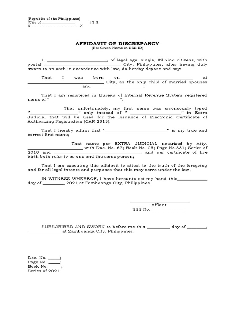 003 Affidavit of Discrepancy NAME | PDF