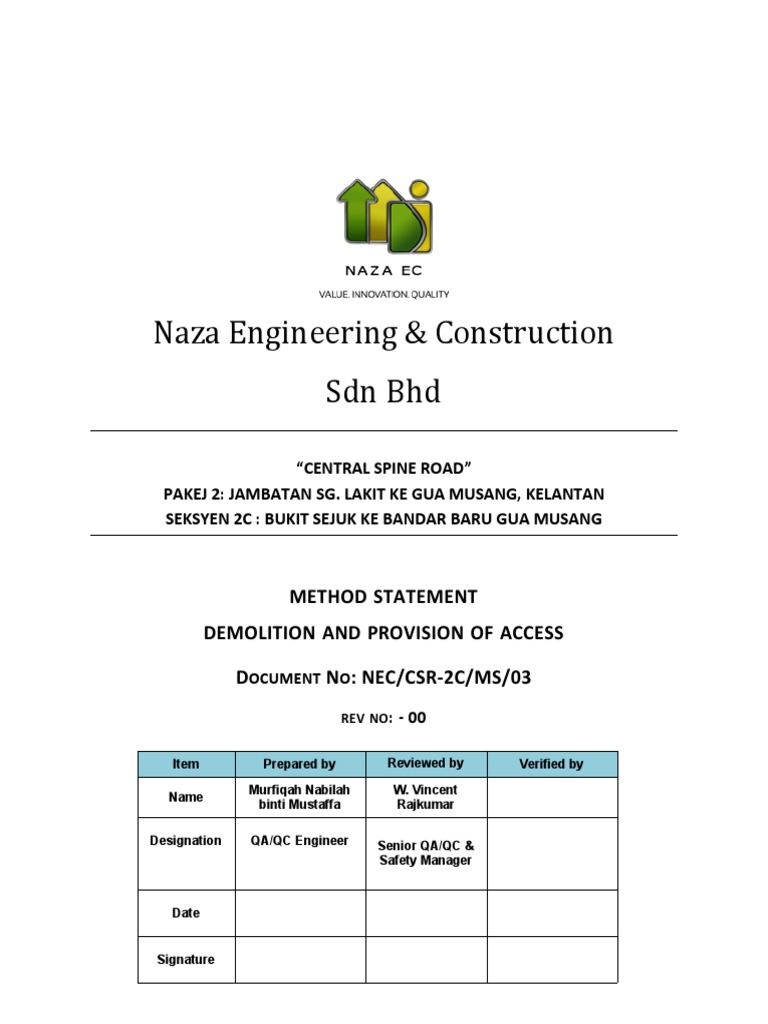 Method Statement Demolition & Provision Access | PDF | Demolition
