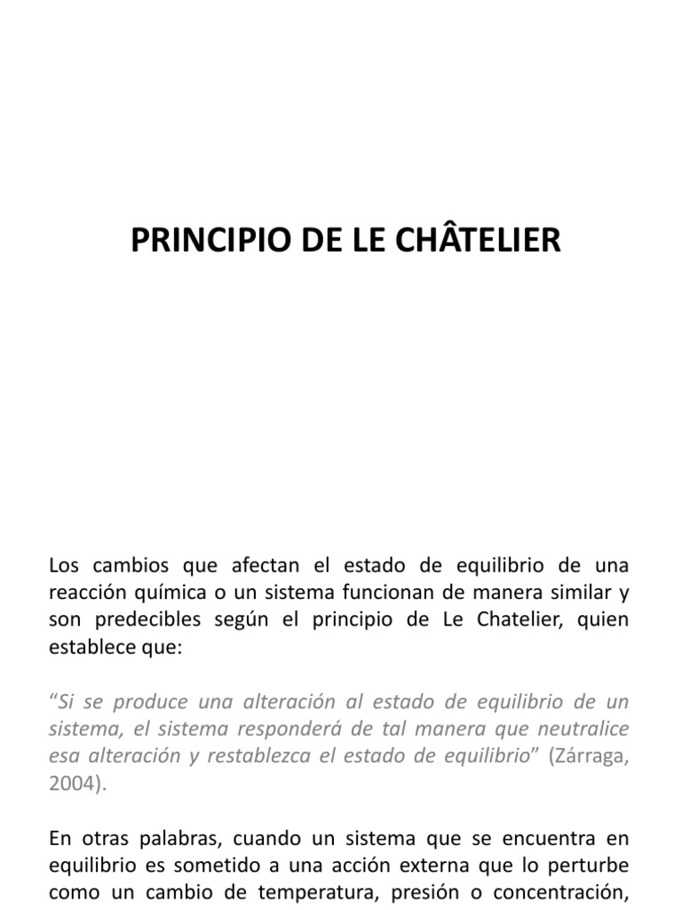 Principio de Le Châtelier | PDF | Equilibrio químico | Química