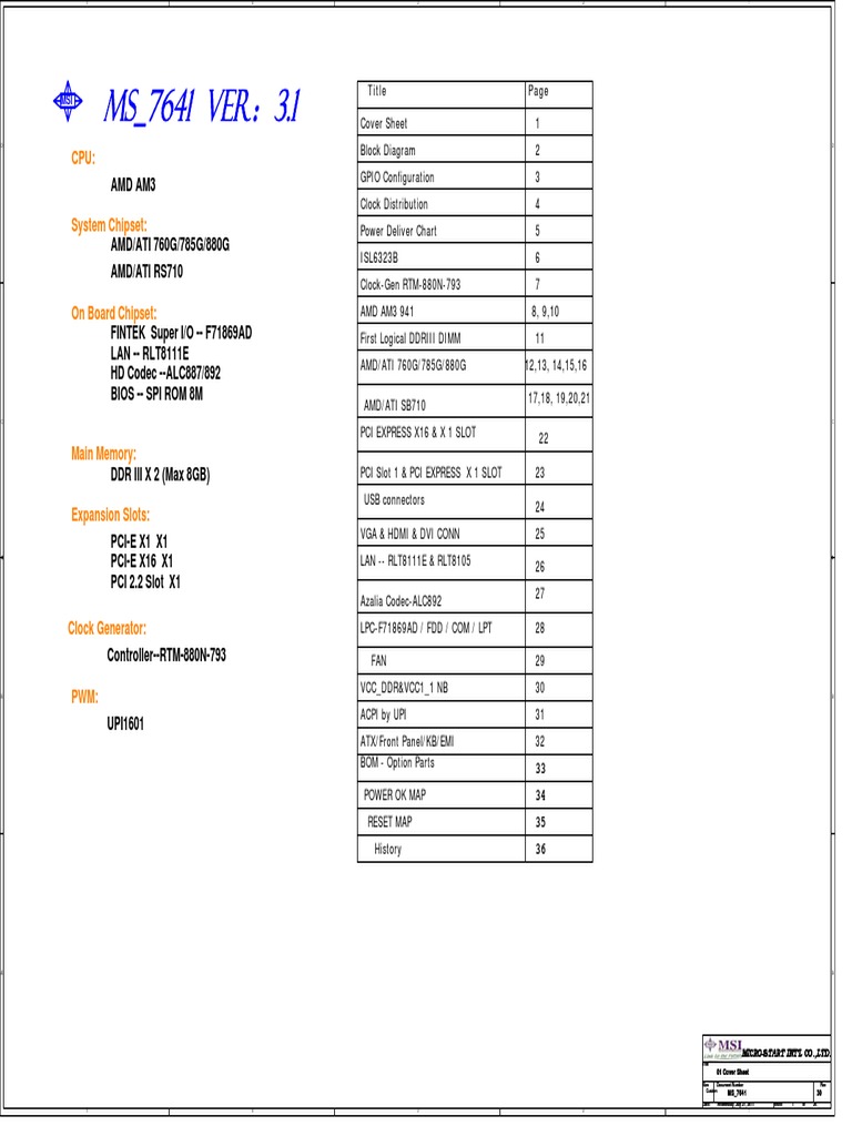 Msi MS-7641 Rev. 3 | PDF | Advanced Micro Devices | Electronics