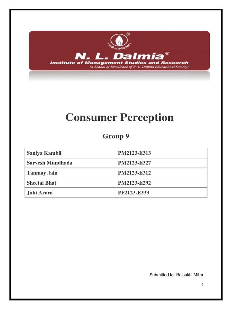 Group 9 Consumer Perception Report | PDF | Perception | Senses