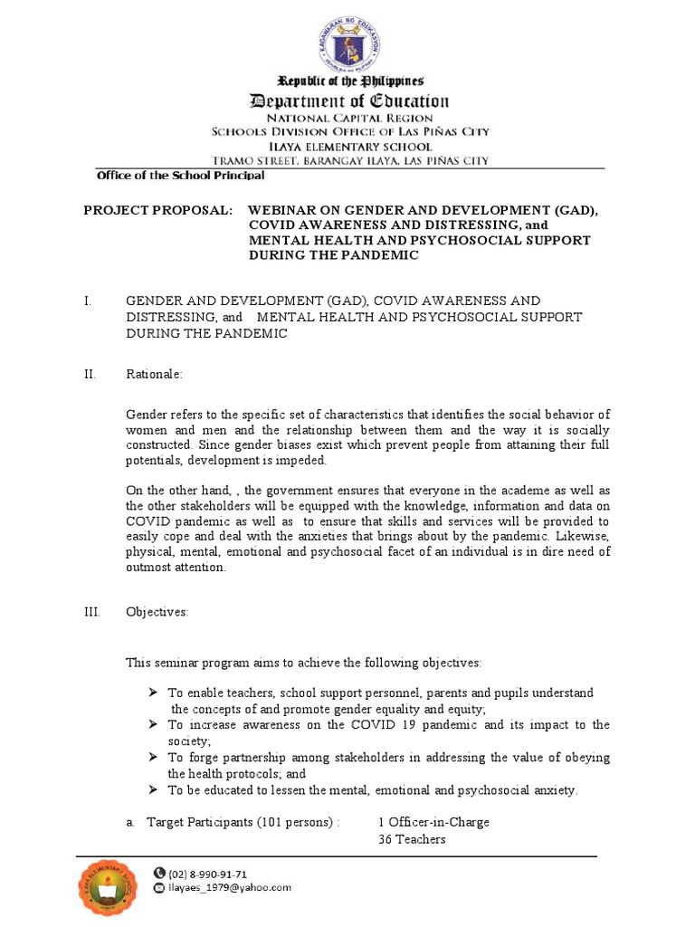 Gad Project Proposal 2020 | PDF | Psychosocial | Gender