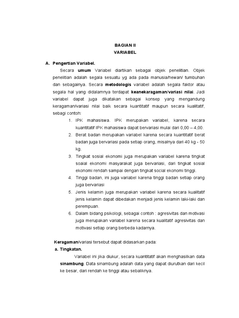 Konsep dan Jenis Variabel dalam Penelitian | PDF