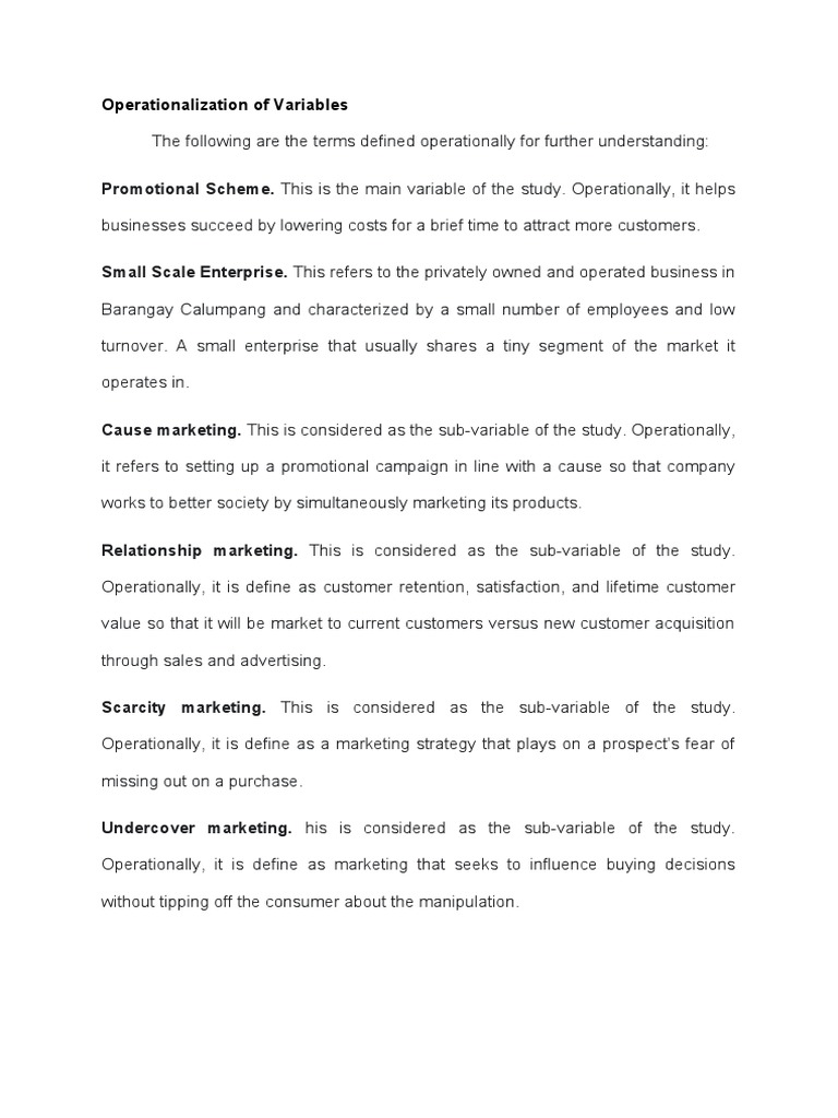 Operationalizing Marketing Variables | PDF