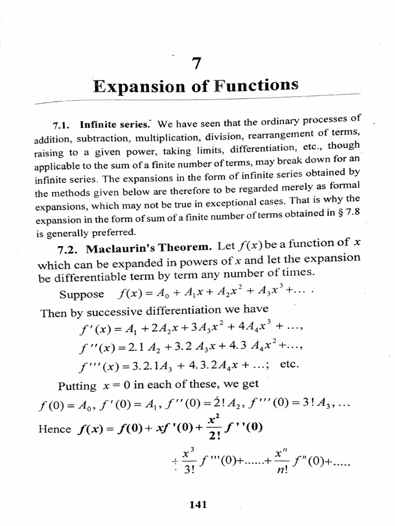 Expansion of Functions | PDF | Series (Mathematics) | Derivative