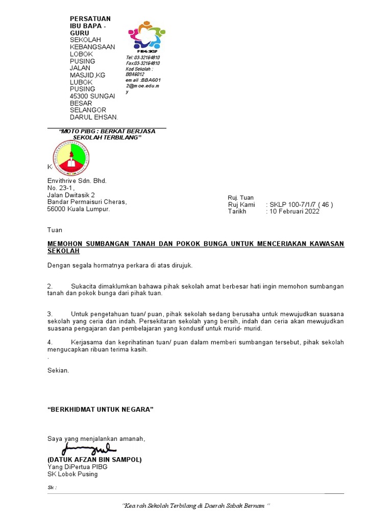 Surat Memohon Pokok Bunga | PDF