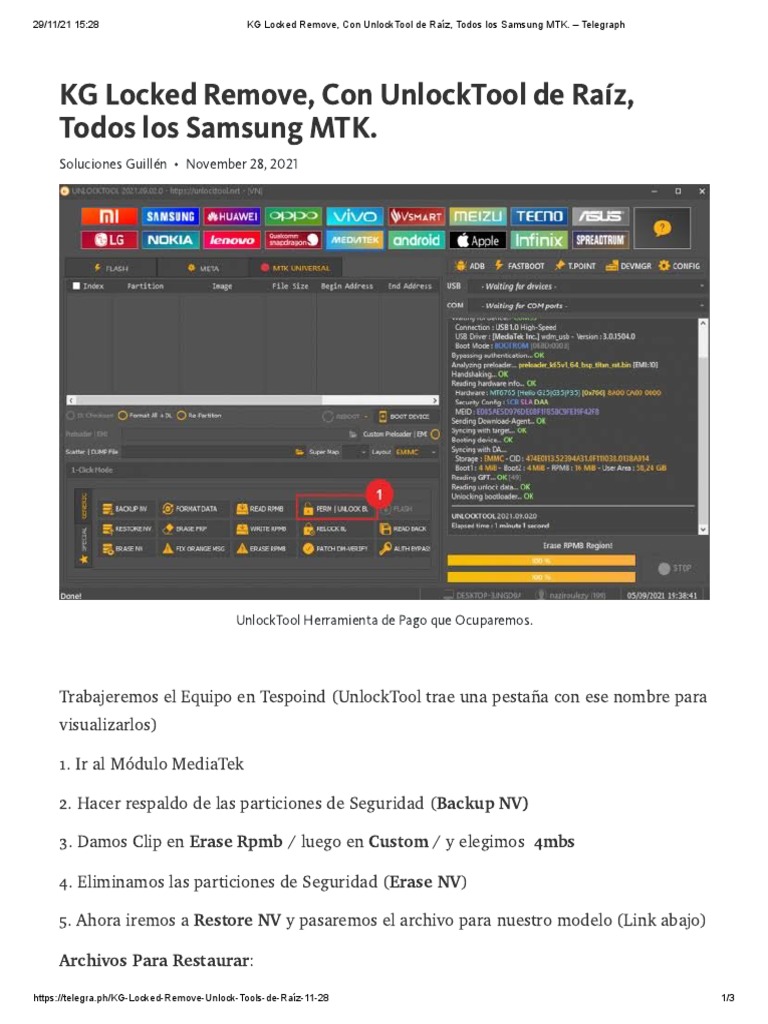 KG Locked Remove, Con UnlockTool de Raíz, Todos Los Samsung MTK ...