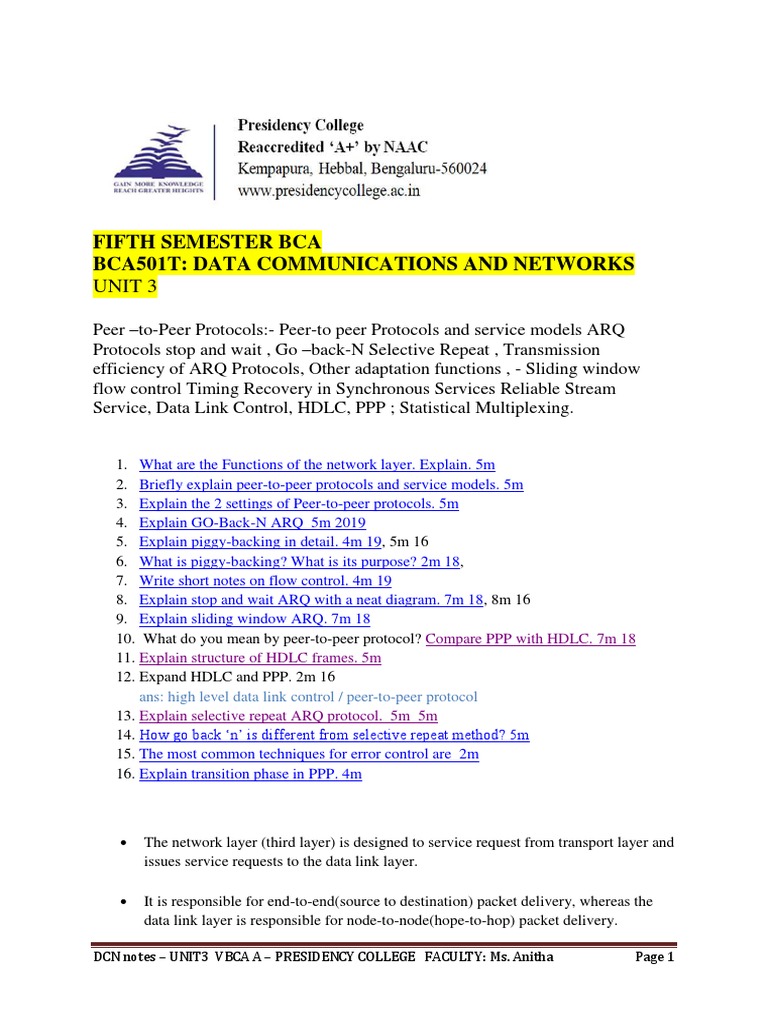 DCN UNIT3 Complete | PDF | Transmission Control Protocol | Computer Network