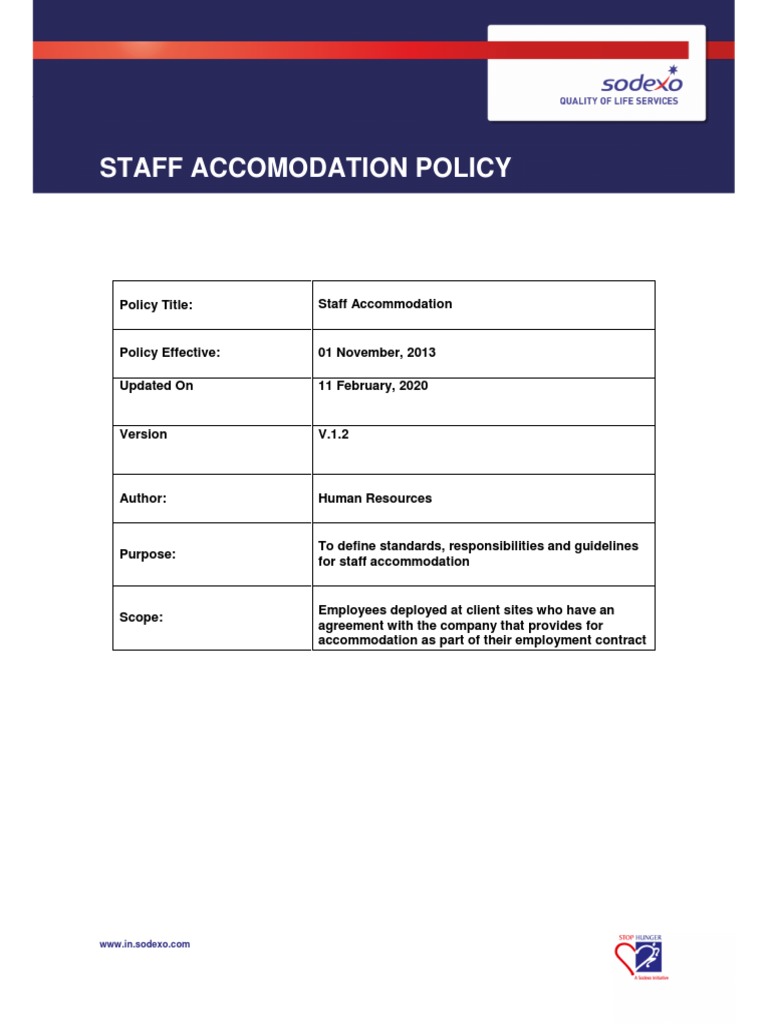 Staff Accomodation Policy | PDF | Lease | Ac Power Plugs And Sockets