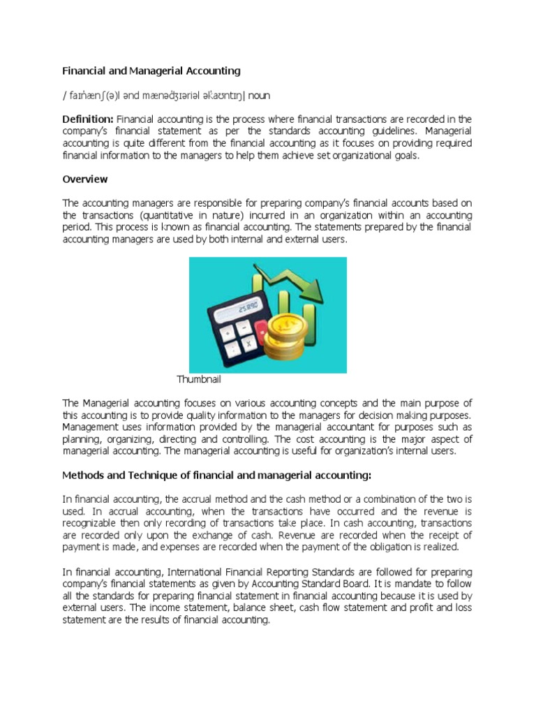 Financial and Managerial Accounting | PDF | Financial Accounting ...