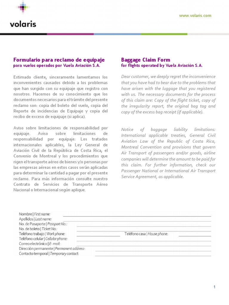 Baggage Claim Form q6 | PDF