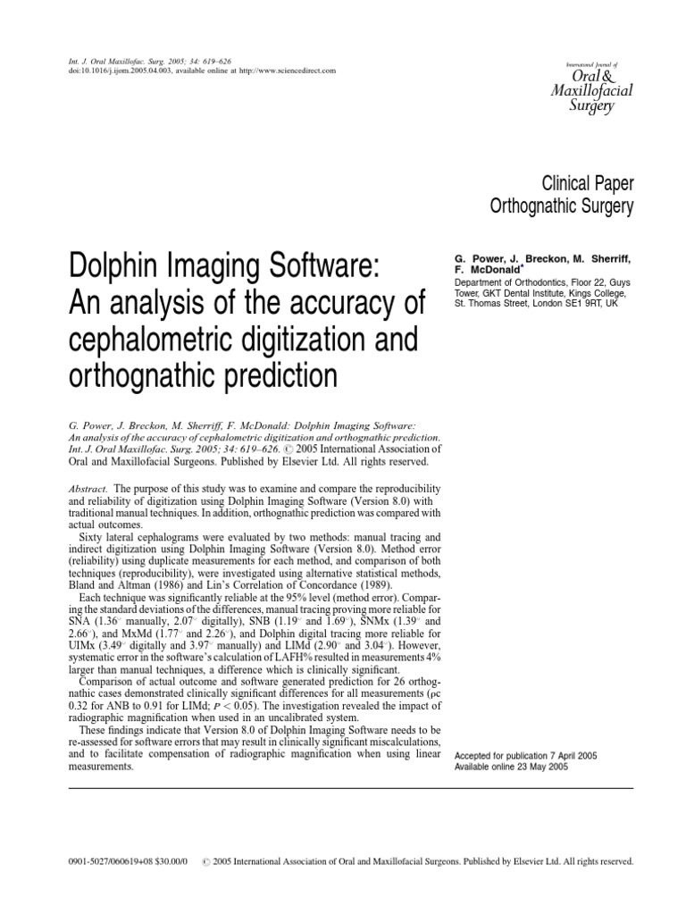 Dolphin For Ortho Surg | PDF | Accuracy And Precision | Observational Error