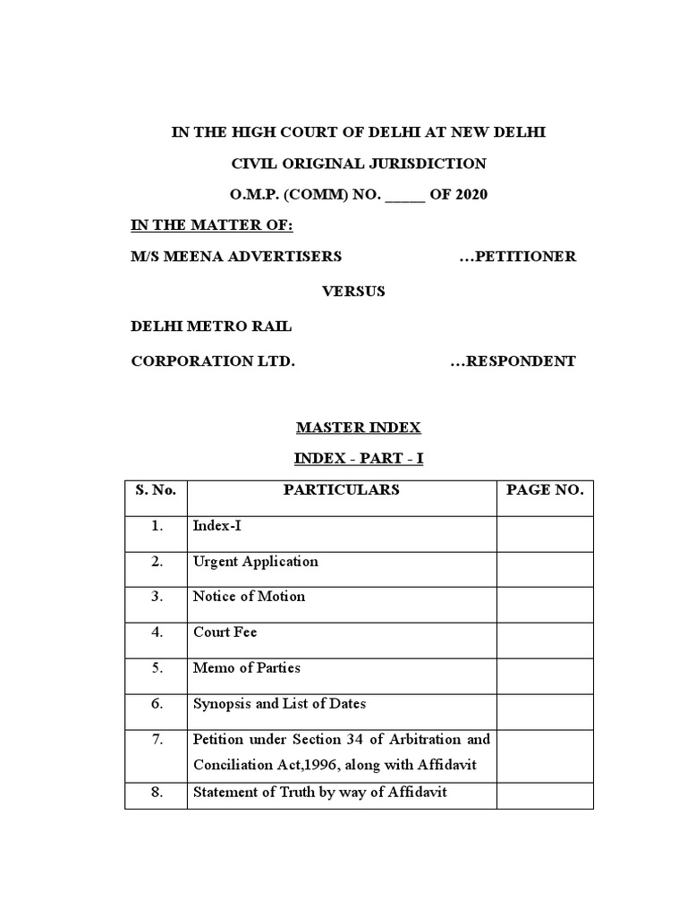 Meena Advertisers Section 34 Petition | PDF