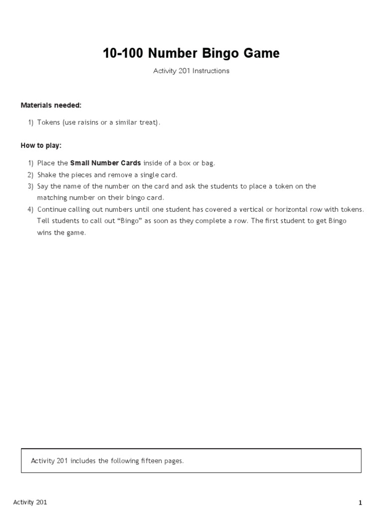 Number Bingo Game | PDF | Gaming | Games Of Chance