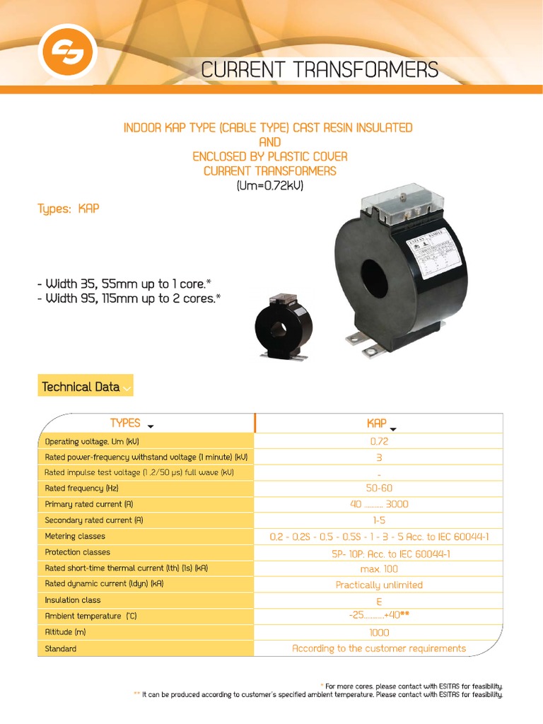 Current Transformers Current Transformers: (Um O, 72kV) ) | PDF ...