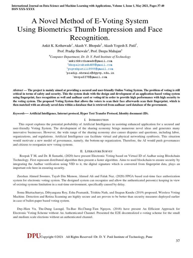A Novel Method of E-Voting System Using Biometrics Thumb Impression and ...