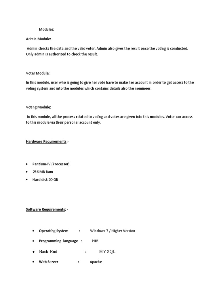 Voting System Modules Overview | PDF | Business