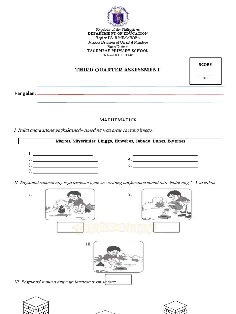 Third Quarter Assessment With Tos | PDF