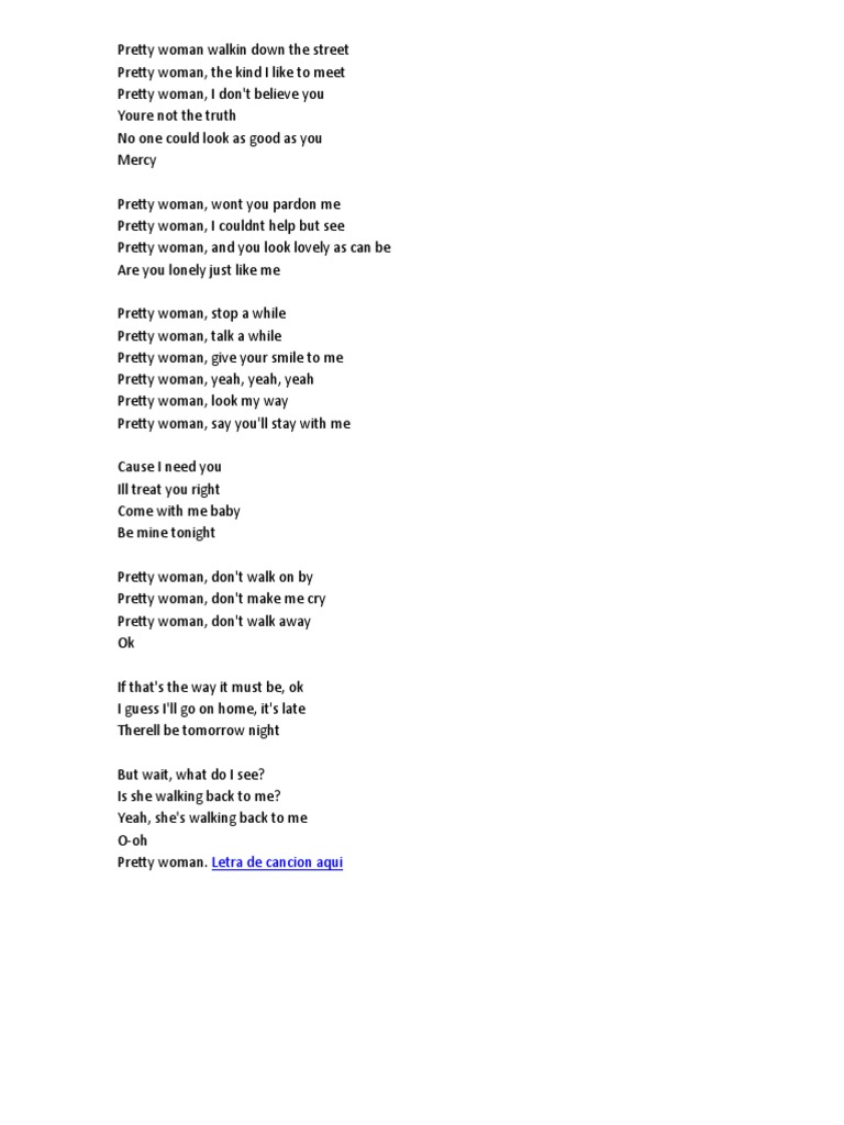Pretty Woman | PDF | Poetry