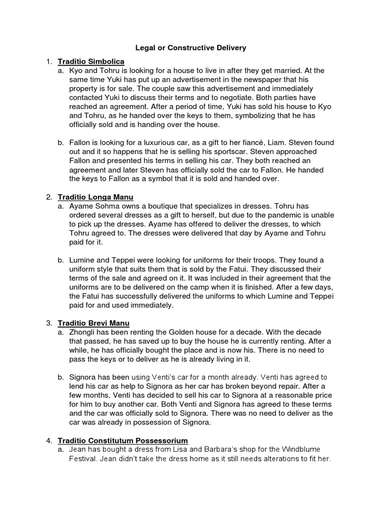 Legal or Constructive Delivery | PDF