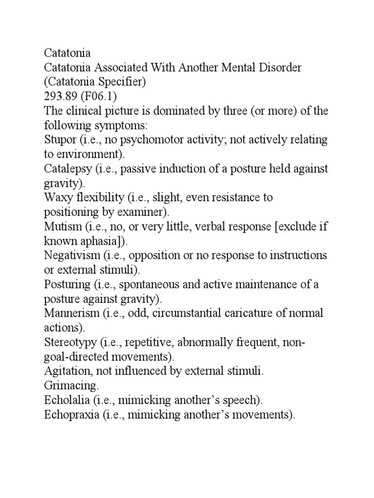 Catatonia | PDF | Mental Disorder | Bipolar Disorder