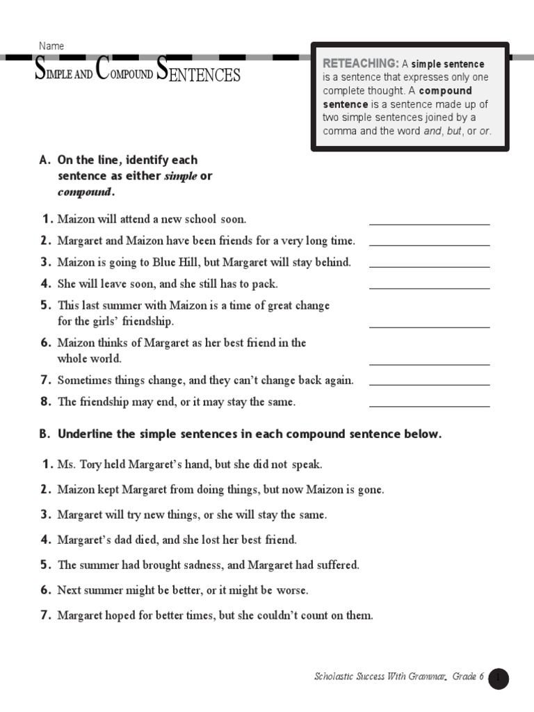 Simple and Compound Sentences Guide | PDF