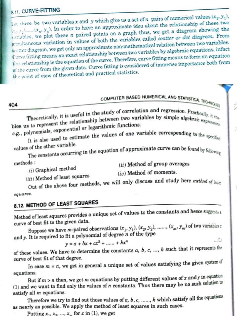 Curve Fitting Methods For Numerical Analysis Pdf Variable Mathematics Equations