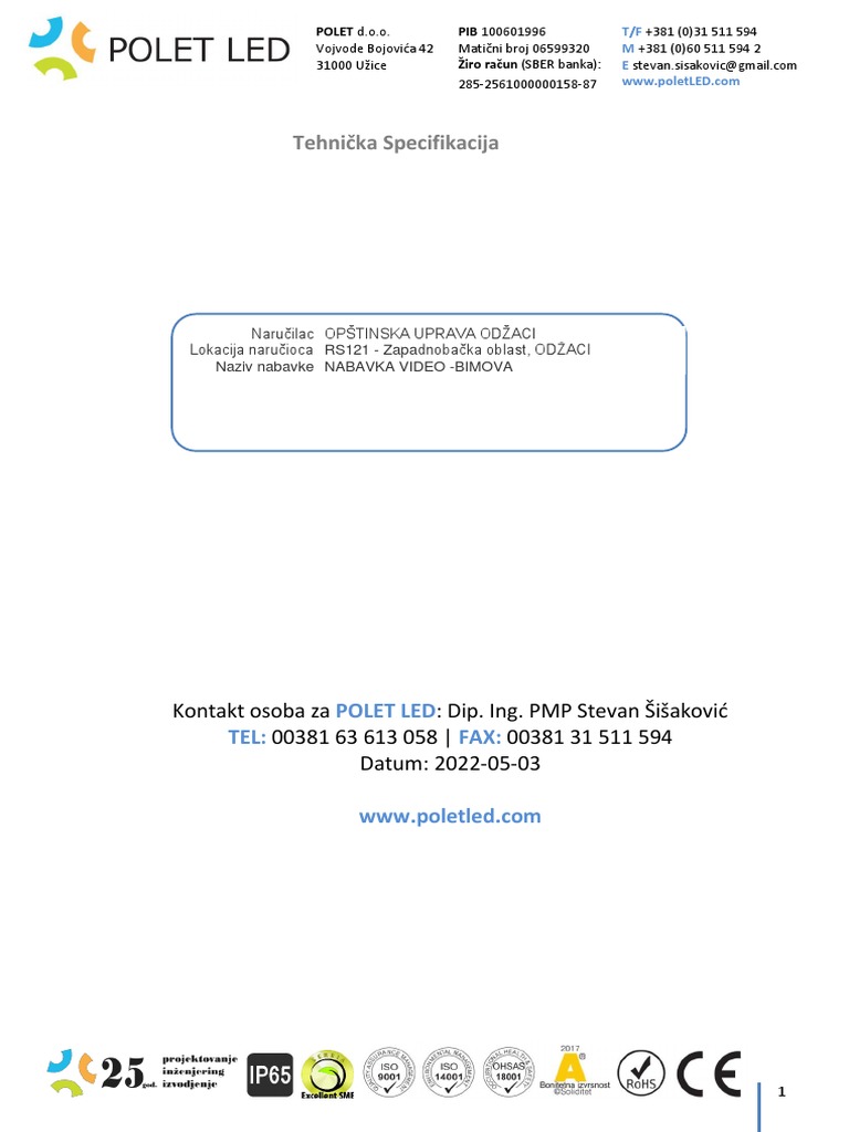 Tehnicka Specifikacija 6.6 | PDF