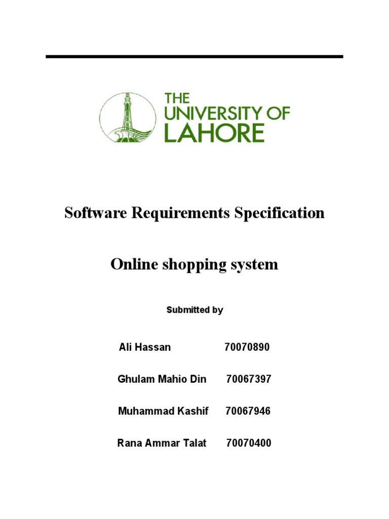 Software Requirements Specification Online Shopping System | PDF ...