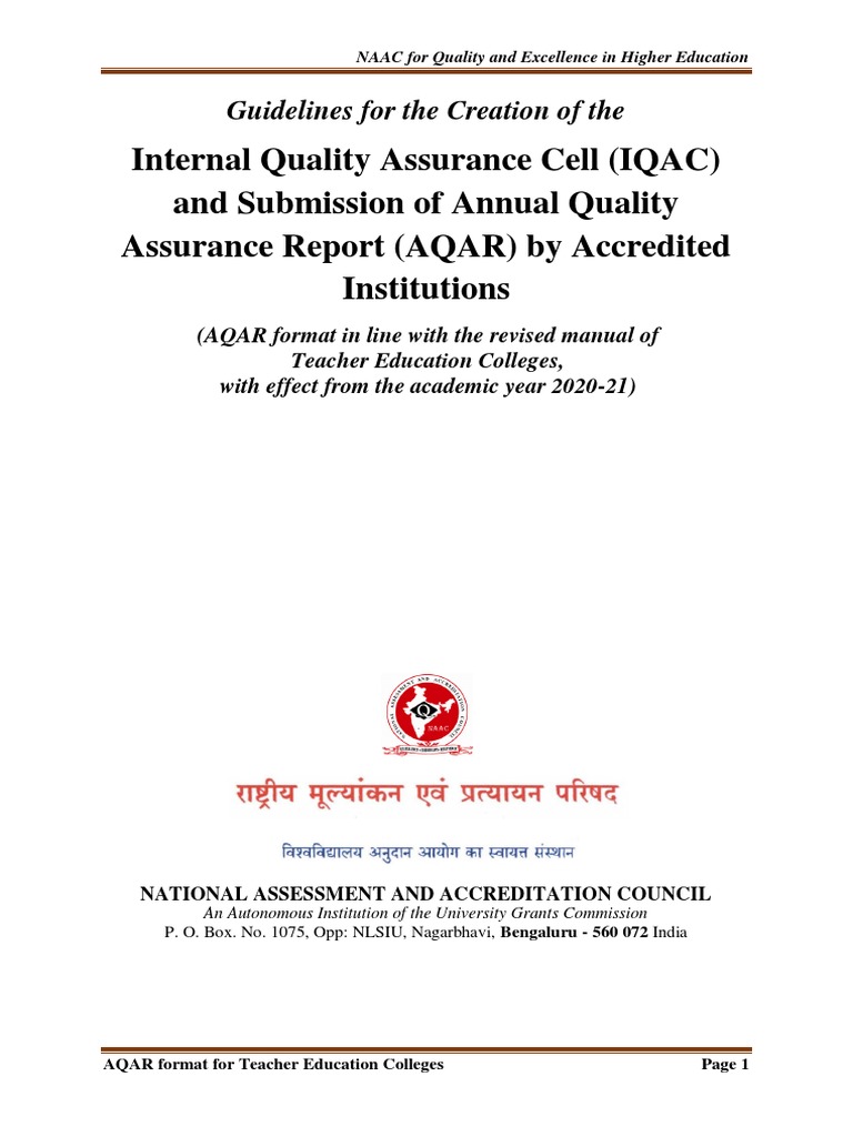 AQAR Format For Teacher Education 03-11-2020 | PDF | Educational Technology | Curriculum