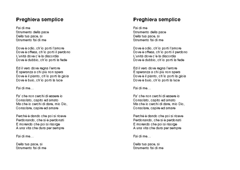 Preghiera Semplice - TESTO | PDF